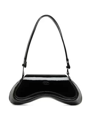 DIESEL® Mini Crossbody Bag With Glossy Finish And Oval D Logo - Nero