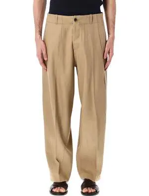 NINE:INTHE:MORNING Linen Viscose Blend Trousers - Brown