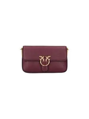 Pinko Pinko Leather Flap Crossbody Bag Red