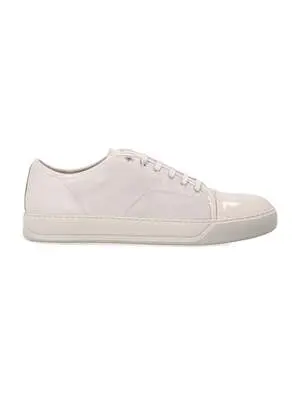LANVIN Dbb1 Low-top Suede Sneaker With Patent Toe Cap - Beige