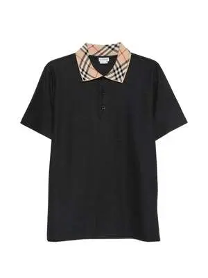 Burberry Burberry 100% Cotton Polo Shirt With Check-Pattern Collar Grigio