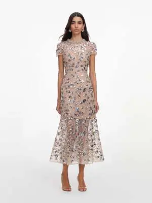 SELF-PORTRAIT Mini Dress With Sequined Embellishment - Argento