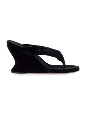 Balenciaga Black Wedge Thong Sandals - Nero