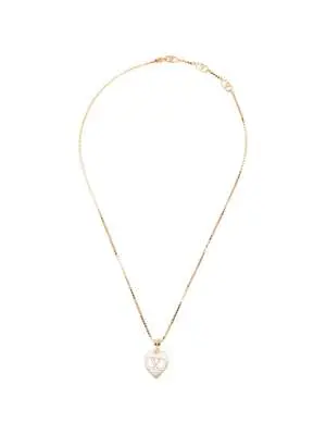 Valentino Garavani Gold-tone Vlogo Swarovski Crystal Heart Necklace - Oro