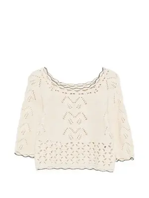 MARANT ETOILE Lua Cotton And Wool Top - Beige