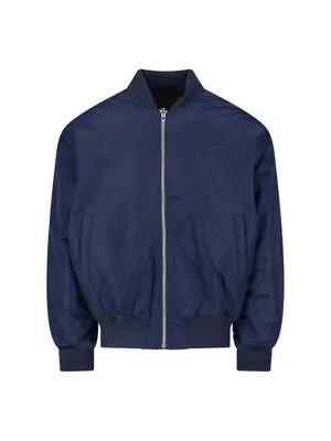 DIESEL® Embroidered Ribbed Bomber Jacket - Blue