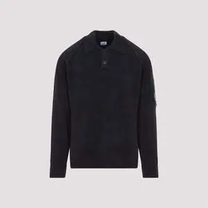 C.P. COMPANY Chenille Polo Sweater - Blue