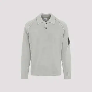 C.P. COMPANY Chenille Polo Neck Sweater For - Grey