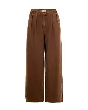 SESSUN Cotton Pleated Wide-leg Trousers - Toffee