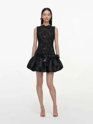 SELF-PORTRAIT Sequin Bow Mini Dress - Nero