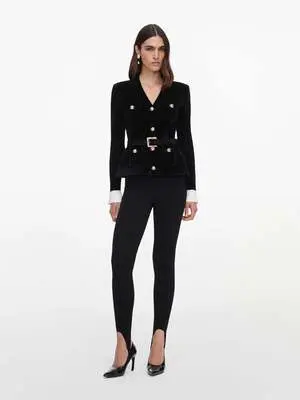 SELF-PORTRAIT Tailored Shirt With Shoulder Pads And Functional Pockets - Nero