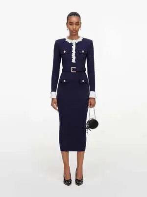 SELF-PORTRAIT Snap-front Mini Dress With Removable Straps And Belt - Blu