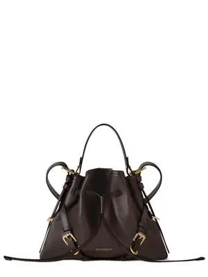 Givenchy Small Calfskin Bucket Bag With Drawstring Closure - Marrone