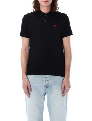 AMI Paris Of Coeur Cotton Polo Shirt With Two-button Placket