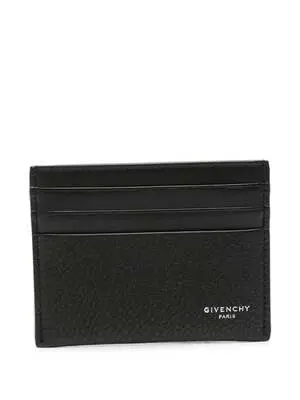 Givenchy Givenchy Grained Leather Card Holder With Laminated Logo Print Nero