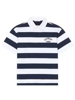 Givenchy Long-sleeve Striped Cotton Polo With Button-down Collar, Size
