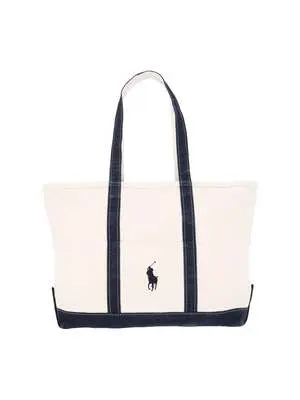 Polo Ralph Lauren 100% Cotton Canvas Tote Bag With Logo - Cream