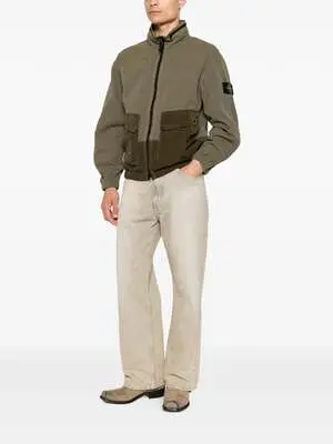 Stone Island Cotton Zip-front Utility Jacket With Foldaway Hood - Verde