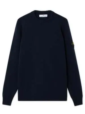 Stone Island Stone Island Ribbed Knit Sweater With Reversed Shoulder Bands Blu