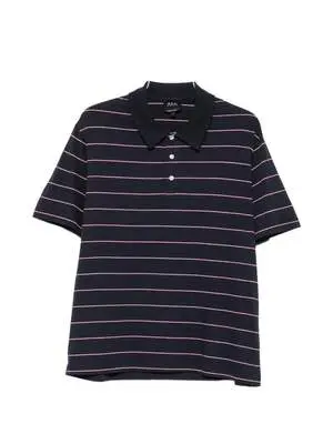 A.p.c. Striped Button-front Polo Shirt With Embroidered Logo