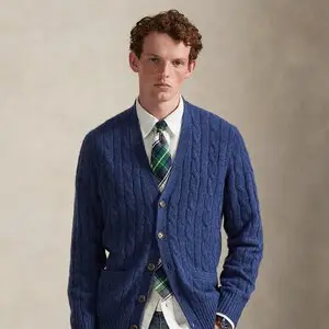 Ralph Lauren Cable-knit Cashmere Cardigan - Rustic Navy Heather