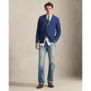 Ralph Lauren Cable-knit Cashmere Cardigan - Rustic Navy Heather