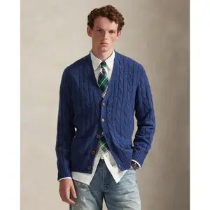 Ralph Lauren Cable-knit Cashmere Cardigan - Rustic Navy Heather