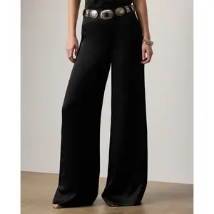 Ralph Lauren Daria Washed Satin Pant - Black