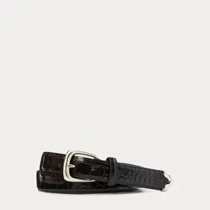 Ralph Lauren Silver-buckle Alligator Belt - Black