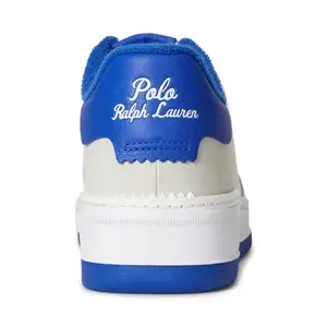 Ralph Lauren Masters Court Nubuck-paneled Low-top Sneakers - White/royal