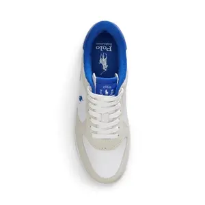 Ralph Lauren Masters Court Nubuck-paneled Low-top Sneakers - White/royal