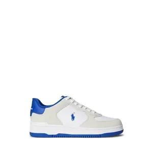 Ralph Lauren Masters Court Nubuck-paneled Low-top Sneakers - White/royal