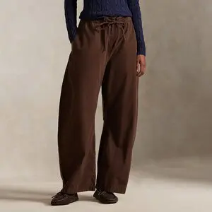 Ralph Lauren Cotton Curved Tapered Drawstring Pant Brown