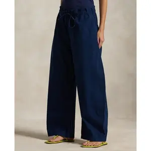 Ralph Lauren Cotton Curved Tapered Drawstring Pant - Navy