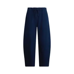 Ralph Lauren Cotton Curved Tapered Drawstring Pant - Navy
