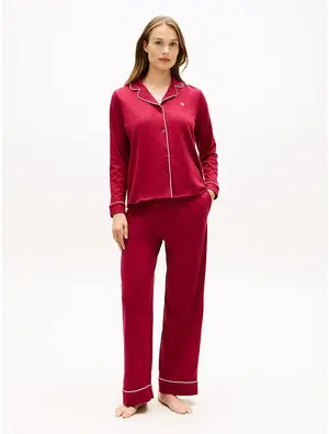 Tommy Hilfiger Long Sleeve Shirt & Pant Sleep Set - Garnet