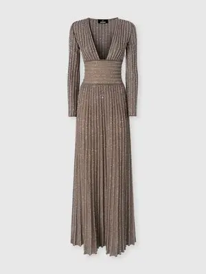 Missoni Long-sleeve Deep Neckline Maxi Dress - Pink