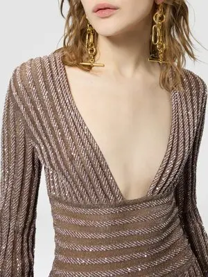 Missoni Long-sleeve Deep Neckline Maxi Dress