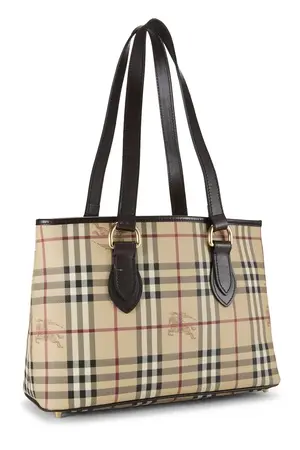 Burberry Haymarket Check Coated Canvas Tote - Brown