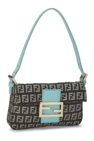 Fendi Navy Zucchino Canvas Baguette