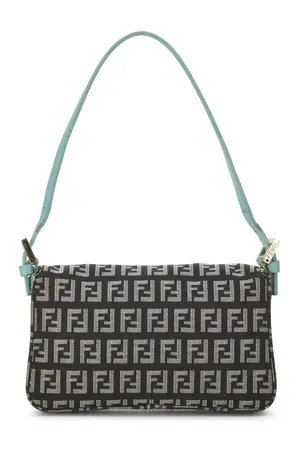Fendi Navy Zucchino Canvas Baguette