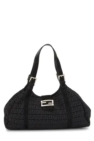 Fendi Velour Borsa Sporty Hobo Bag - Black