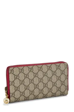 Gucci Red Gg Supreme Canvas Zip Around Wallet