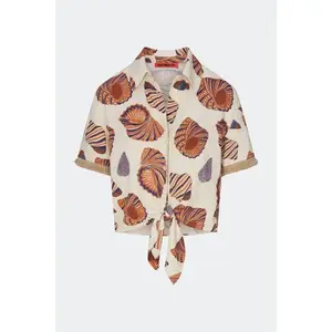 SIMONMILLER Eva Linen Fringe Tie Top - Natural Shell