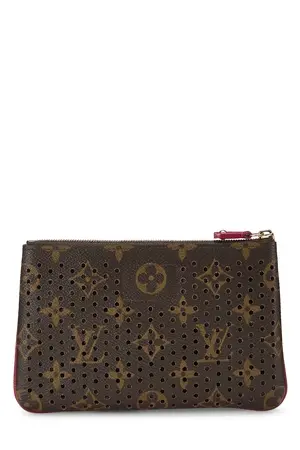 LOUIS VUITTON Burgundy Perforated Monogram Pochette Plat