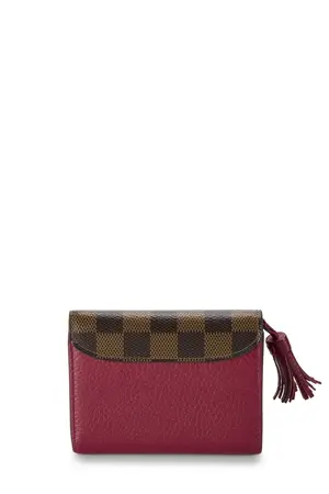LOUIS VUITTON Burgundy Damier Ebene Croisette Compact Wallet