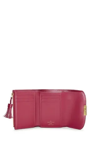 LOUIS VUITTON Burgundy Damier Ebene Croisette Compact Wallet