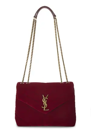 Saint Laurent Red Velvet Lou Lou Bag Small Red