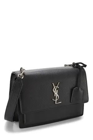 Saint Laurent Grainy Leather Sunset Shoulder Bag - Black