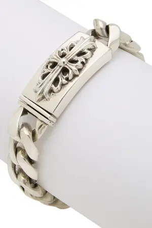 Chrome Hearts Sterling Floral Cross Id Bracelet
